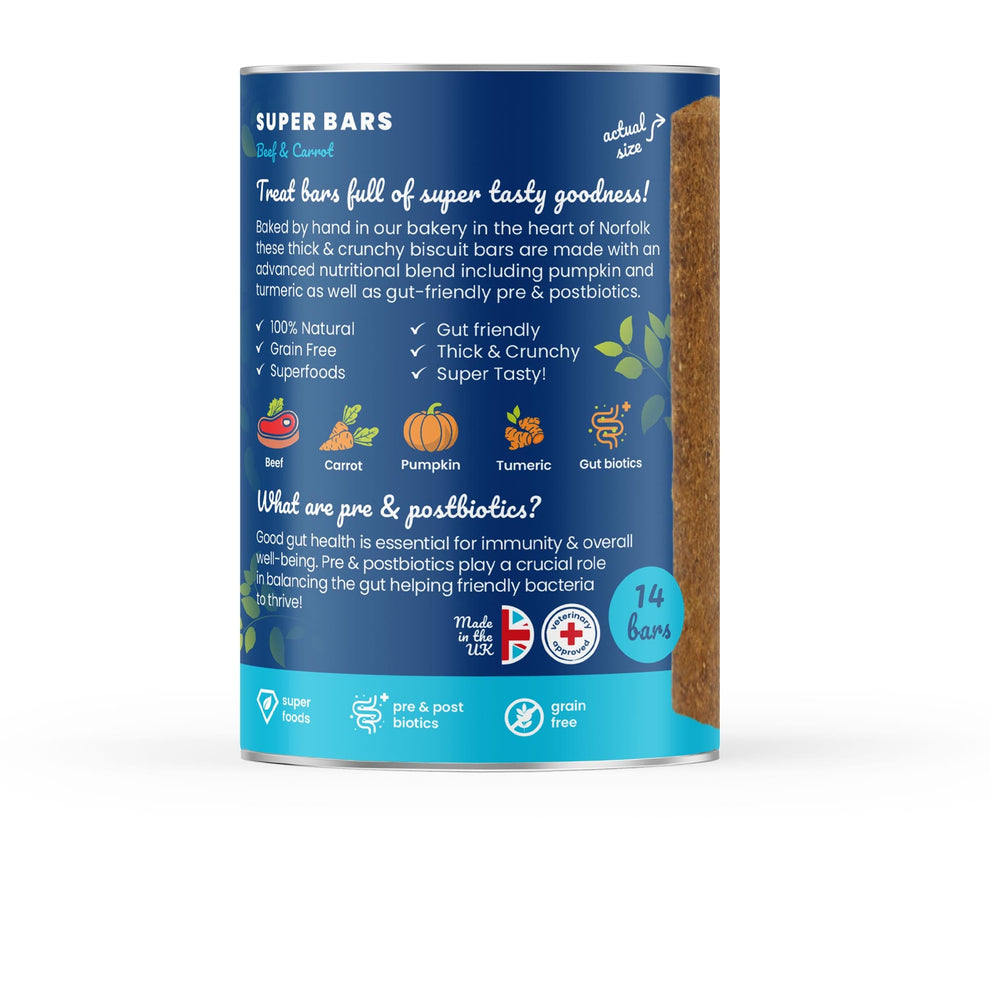 Super Bars - Beef & Carrot Baked Treat Bars for Dogs 400g – True Dog UK